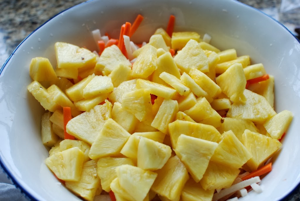 Fresh Pineapple Salad with pickled Jicama and Carrots - Simply So Good
