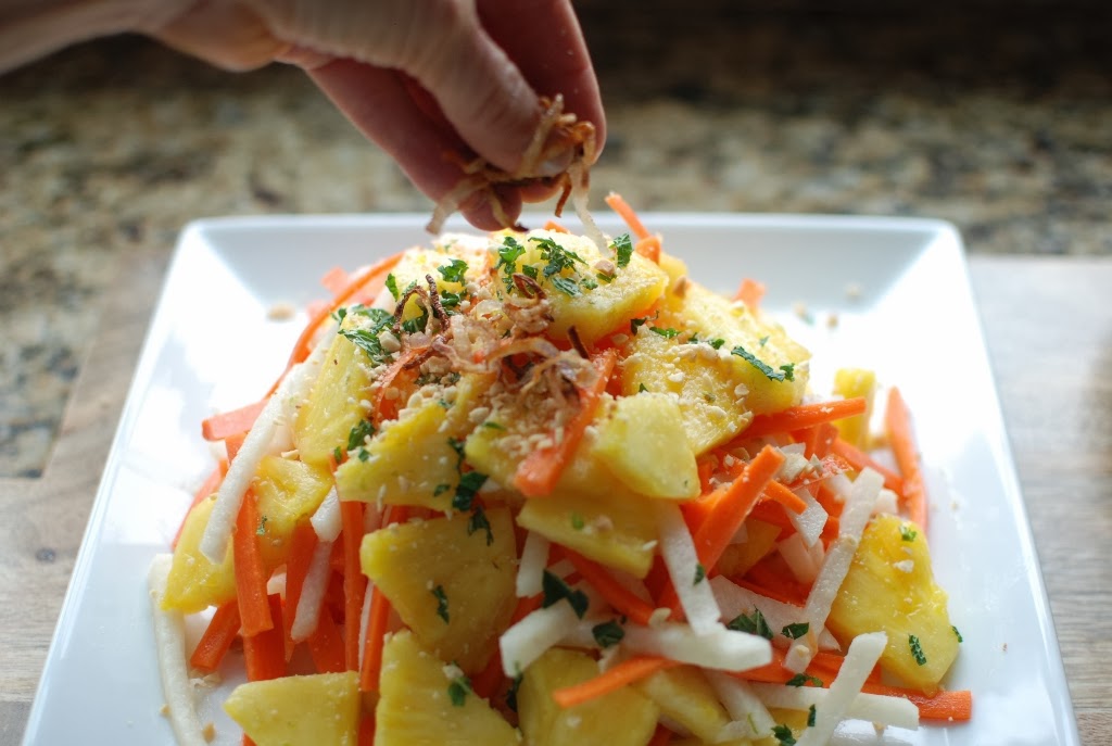 Fresh Pineapple Salad with pickled Jicama and Carrots - Simply So Good