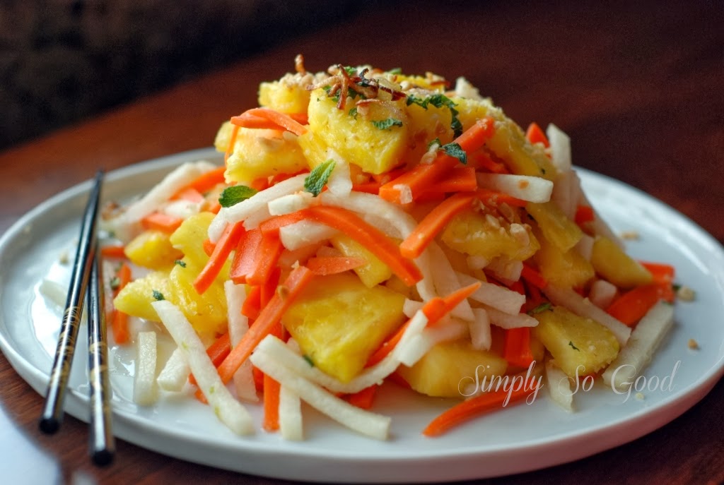 Fresh Pineapple Salad with pickled Jicama and Carrots - Simply So Good
